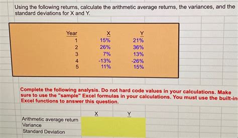Solved Using The Following Returns Calculate The Arithmetic