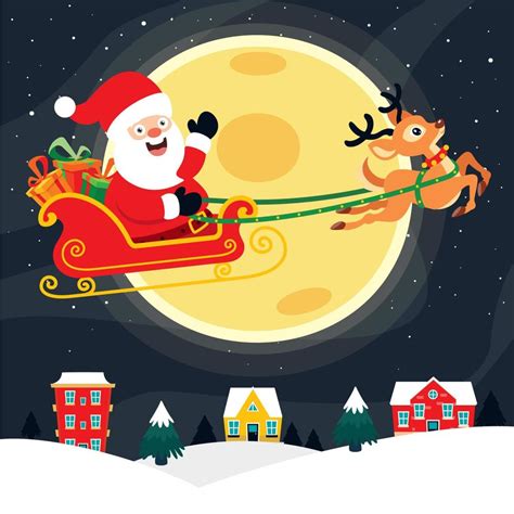 Santa Claus Riding A Sleigh 10721835 Vector Art At Vecteezy