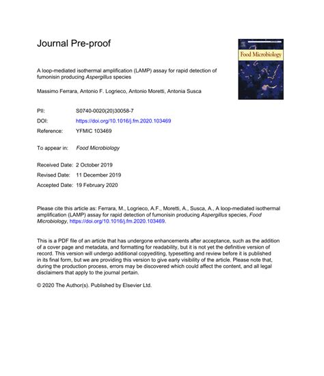 Pdf A Loop Mediated Isothermal Amplification Lamp Assay For Rapid