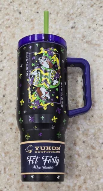 Buc Ees Limited Edition 2025 Mardi Gras 40oz Yukon Outfitters Tumbler Stainless 8484