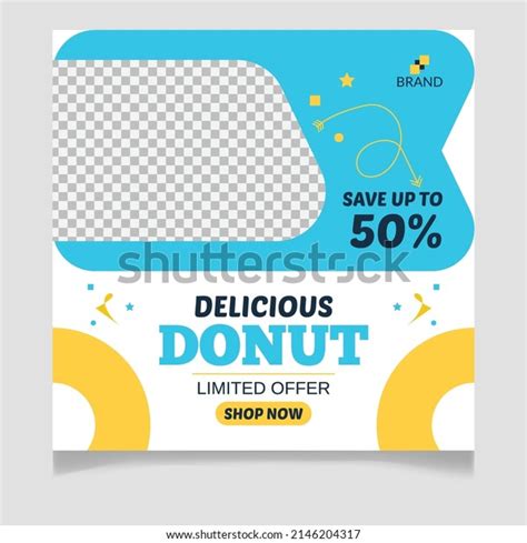 Delicious Donut Social Media Post Template Stock Vector Royalty Free