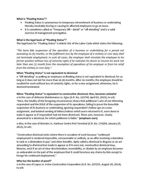What Is Floating Status Pdf Employment Public Law