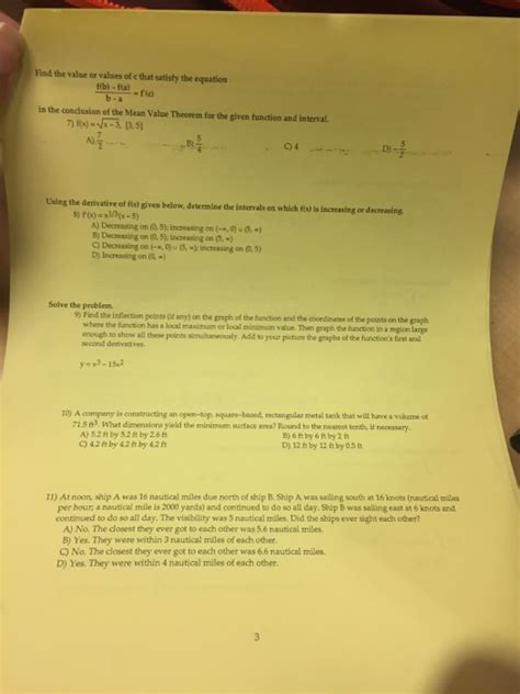 Solved Find The Value Or Values Of C That Satisfy The