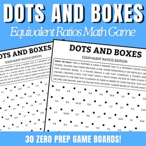 Equivalent Ratios Printable Board Game Middle School Math Dots And Boxes Game
