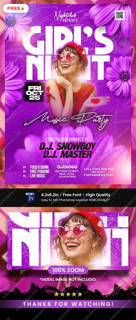 Free Psd Girls Night Club Party Flyer Psd