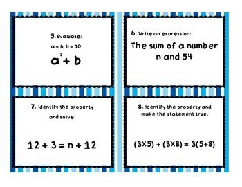 Expressions And Equations Task Cards By Too Blessed To Be Stressed