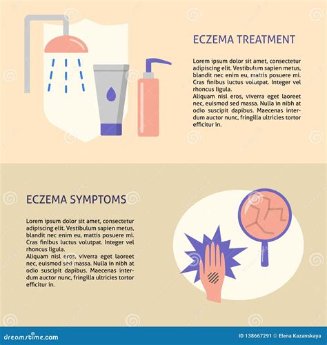 Eczema Symptoms And Treatment Round Concept Banner Cartoon Vector