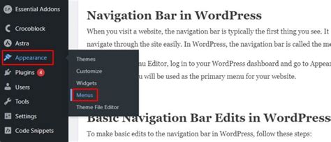 How To Edit Navigation Bar In Wordpress A Beginners Guide