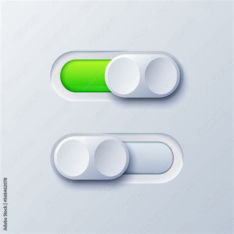 Realistic Toggle Switch Buttons Icon On And Off Green And Gray Switch