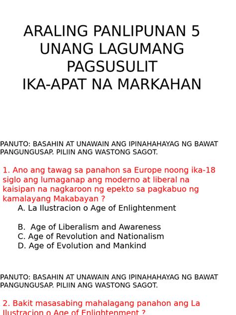 4th Qtr Unang Lagumang Pagsusulit Pdf