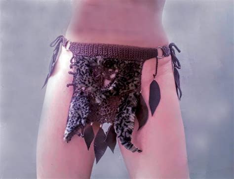 Leather Loincloth Leopard Unisex Loincloth Crochet Belt Fur Leather