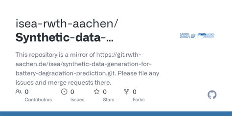 Github Isea Rwth Aachensynthetic Data Generation For Battery