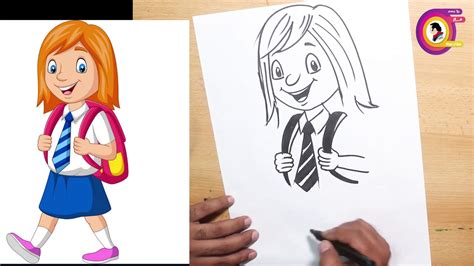 اسكتش سريع رسم طالبة ترتدى ملابس المدرسة تعلم الرسم للمبتدئين Youtube