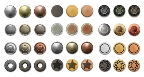 Premium Vector Metal Rivets Realistic Antique Bronze Copper And Steel