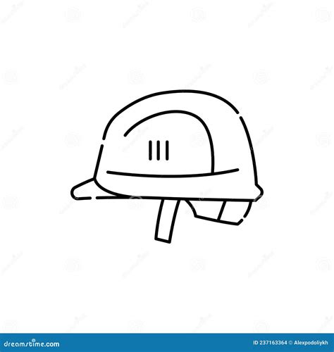 Protection Helmet Color Line Icon Disability Isolated Vector Element