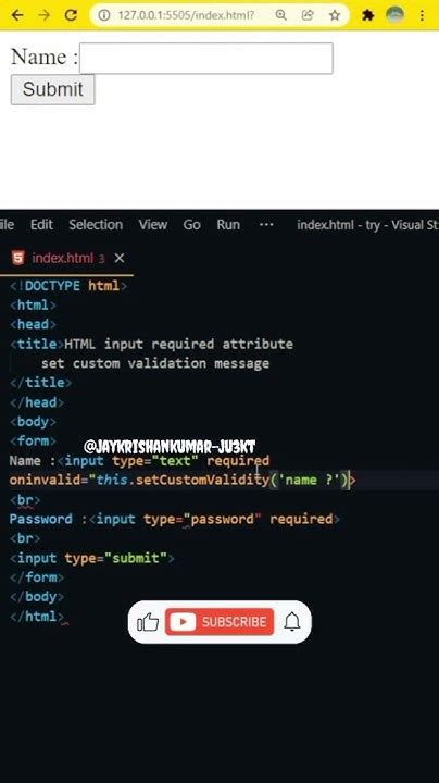Html Form Input Required Attributes Live Practice Ise Of Html Form