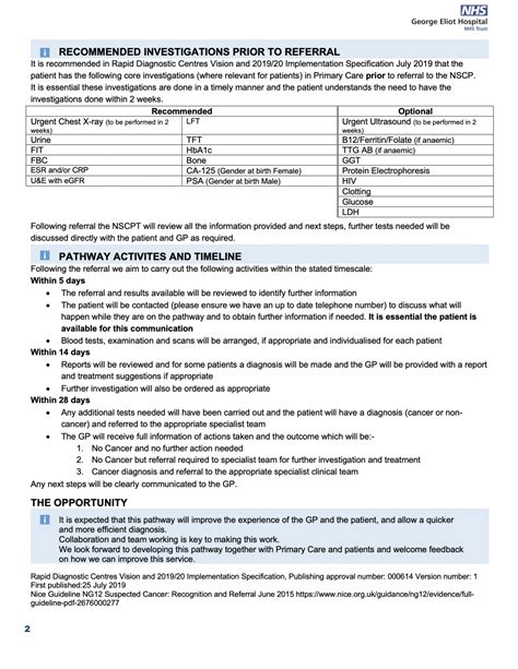Non Specific Symptoms Pathway For Suspected Cancer North Warwickshire