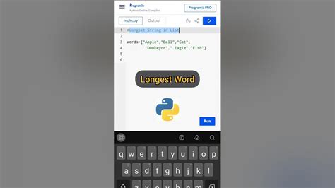 Most Asked Qs Pythonlongest Word In List Telugu Shorts Python Pythonintelugu Youtube
