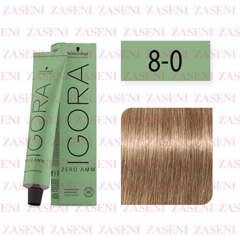 SCHWARZKOPF TINTE IGORA ZERO AMM 8 0 RUBIO CLARO NATURAL 60ML