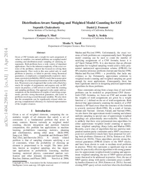 pdf distribution aware sampling and weighted model counting for sat