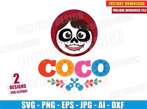 Coco Miguel Skull Face Svg Dxf Png Disney Movie Logo Cut Files Clipart