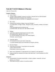 Fall 2017 CS151 Midterm II Review Pdf Fall 2017 CS151 Midterm II