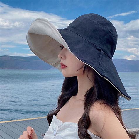 데일리나인 무료배송 Dnyne 여성 와이드 모자 챙 여성 바캉스 바다 수영장 양면사용 캠핑 버킷햇 여자 모자