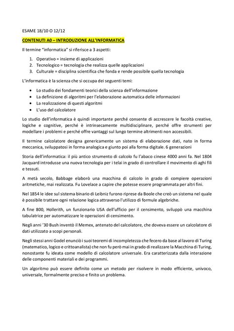 Esame 3 Cfu Informatica Dispense Di Fondamenti Di Informatica Docsity