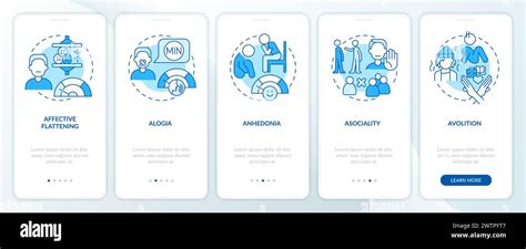 Schizophrenia Negative Symptoms Blue Onboarding Mobile App Screen Stock