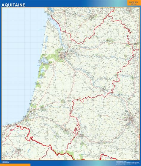 Aquitaine Laminated Biggest Wall Map Biggest Wall Maps Of The World