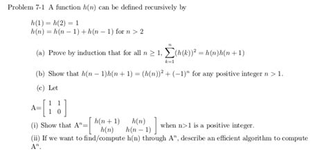 solved problem 7 1 a function h n can be defined
