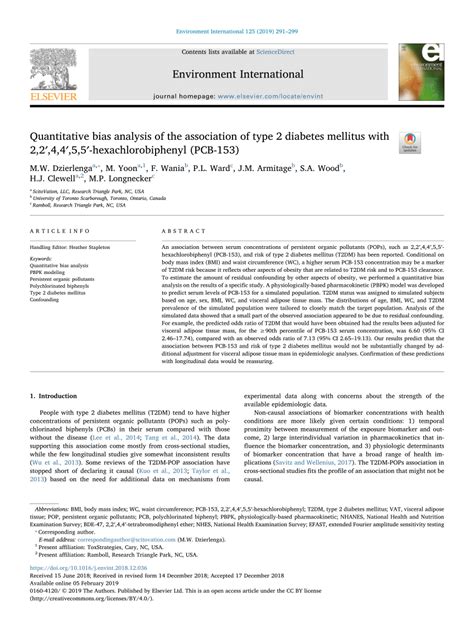 Pdf Quantitative Bias Analysis Of The Association Of Type 2 Diabetes Mellitus With 22′44′5