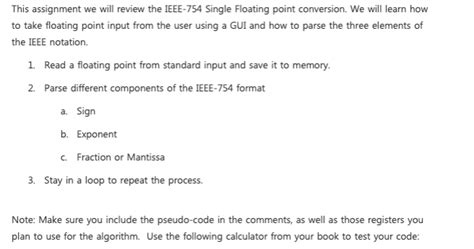 This Assignment We Will Review The Ieee 754 Single