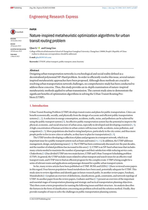 Nature Inspired Metaheuristic Optimization Algorithms For Urban Transit