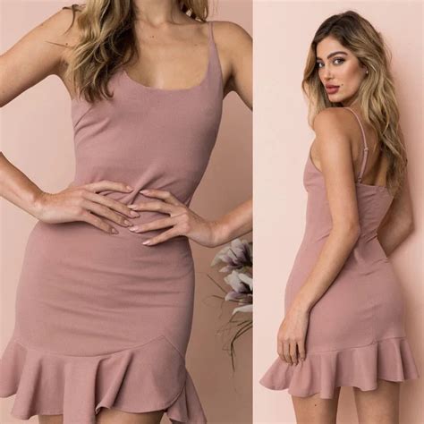 Sexy Party Club Spaghetti Strap Ruffles Dress Women Summer Fashion