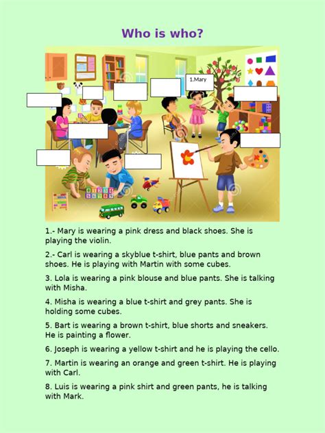 Who Is Who Picture Description Exercises Reading Comprehensio 81390 Pdf