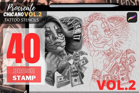 Artstation Procreate Chicano Tattoo Stencil Chicano Stamp Chicano