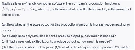 Solved Nadja Sells User Friendly Computer Software Her