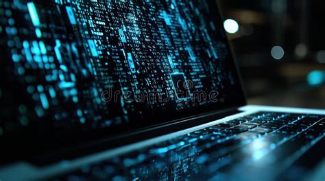 Digital Security Concepts Encrypted Message Decoding On Laptop Screen For Cybersecurity Design