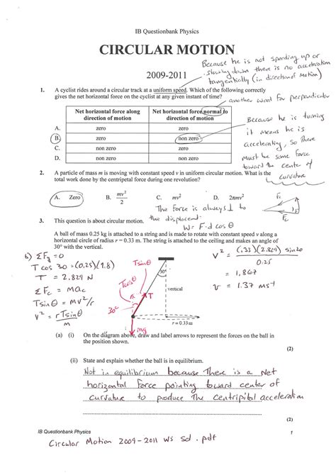 SOLUTION Physics Circular Motion Worksheet Ib Questions Studypool