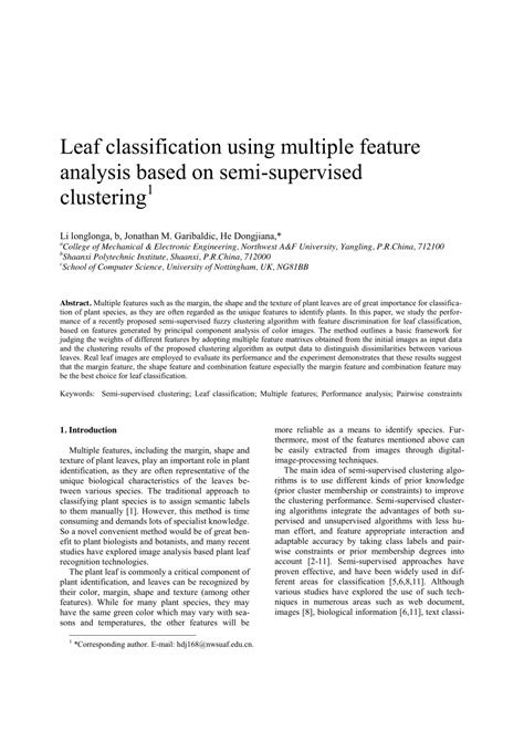 pdf leaf classification using multiple feature analysis based on semi