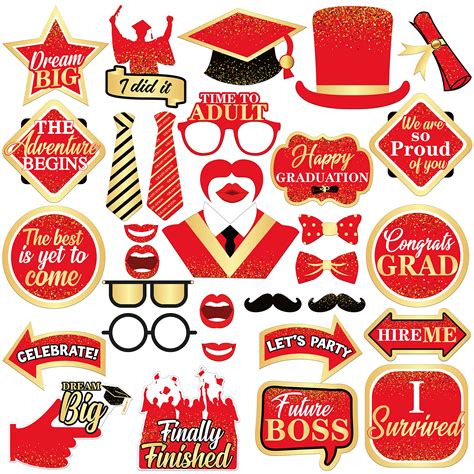 Katchon Red Graduation Photo Booth Props 2023 Pack Of 33 Desertcart