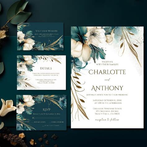 Elegant Greenery Floral Minimal Teal Gold Wedding Square Sticker Zazzle