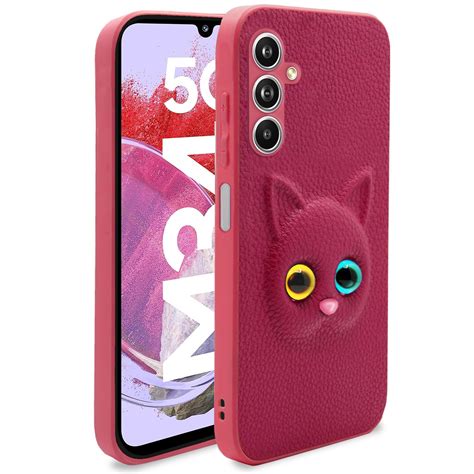 Pikkme Samsung Galaxy M G F G Back Cover For Girls Cute Cat Leather Finish Soft TPU