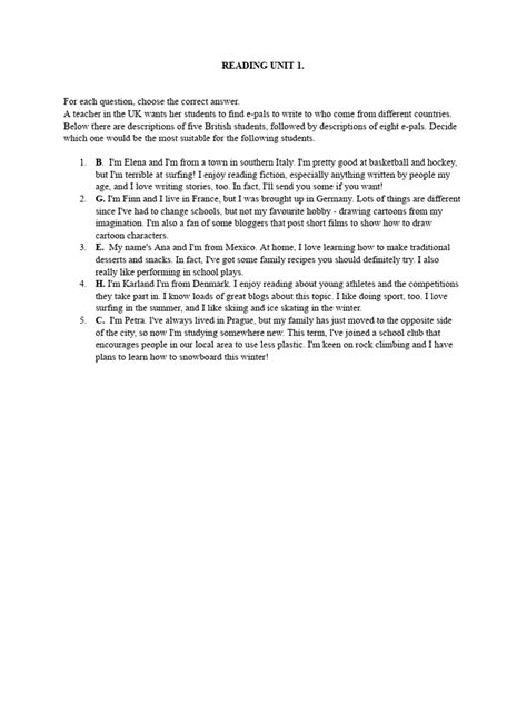 Reading Unit 1 Pdf
