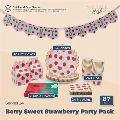 Berry Sweet Strawberry Party Decorations Dinnerware Treat Boxes For St Birthday PACK Fry