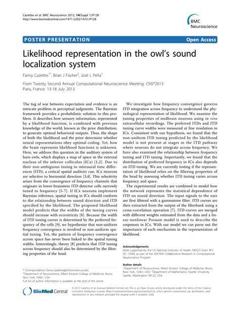 Pdf Likelihood Representation In The Owl S Sound Localization System
