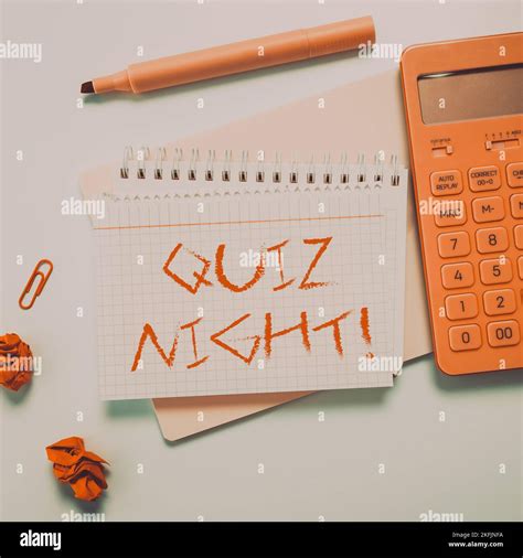 Hand Writing Sign Quiz Night Business Idea Evening Test Knowledge