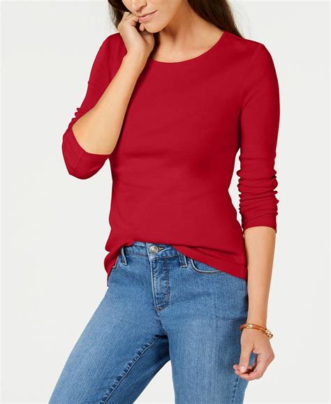Charter Club Pima Cotton Long Sleeve Top Created For Macys Macys