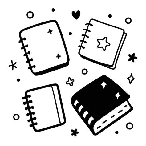A Black And White Drawing Of A Notebook With A Star On It Premium Ai Generated Vector